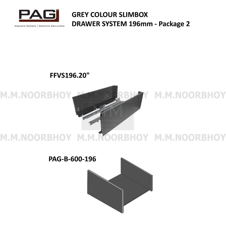 Pag Drawer System 196mm Side Panel Height and 600mm Drawer Width Kit ...