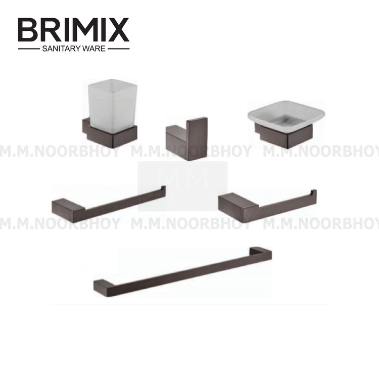 Brimix Aluminum 6 Pieces Bathroom Accessories Set Gunmetal Grey Finish ...