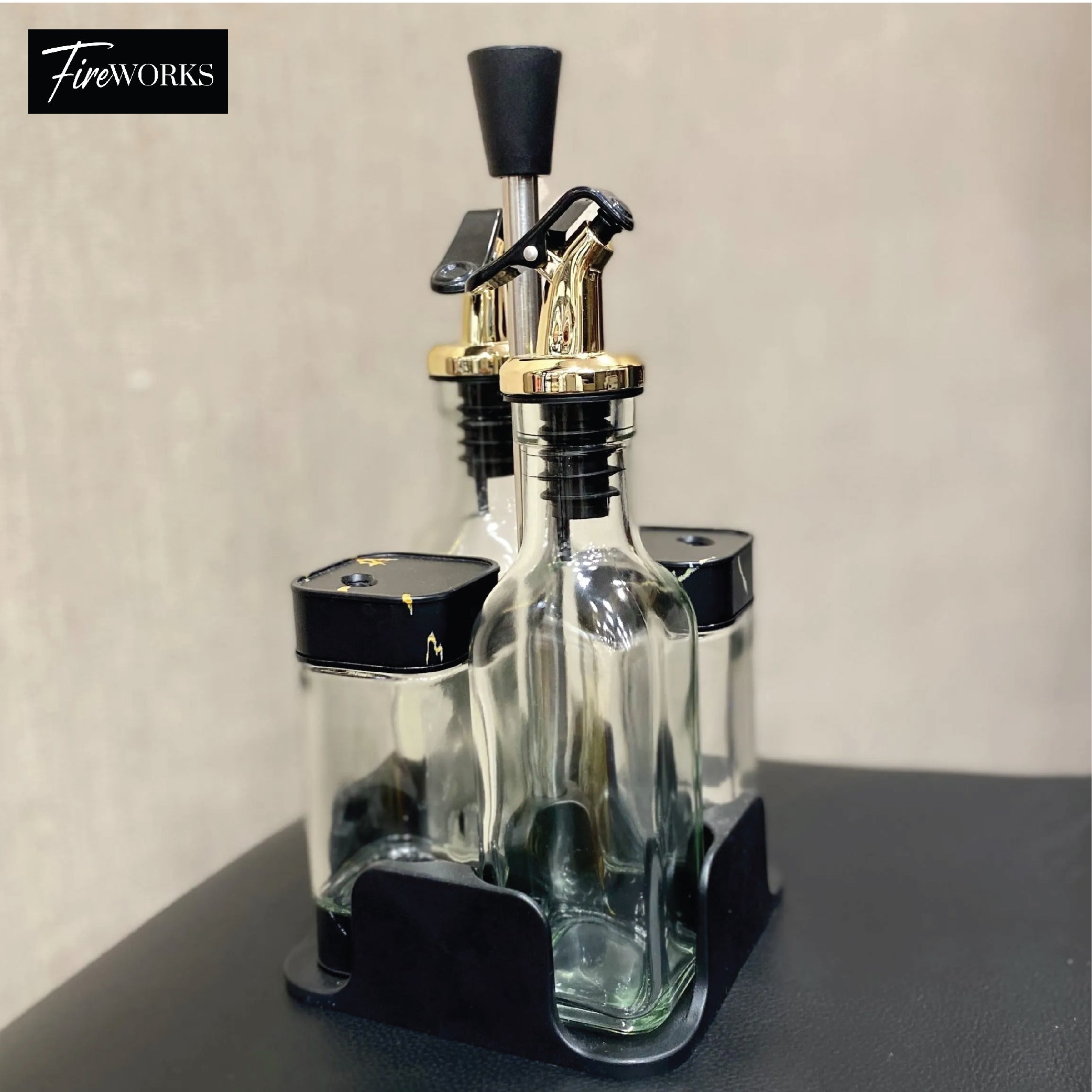 Fireworks Cruet Set with Holder - W1007 – M. M. Noorbhoy & Co (Pvt) Ltd