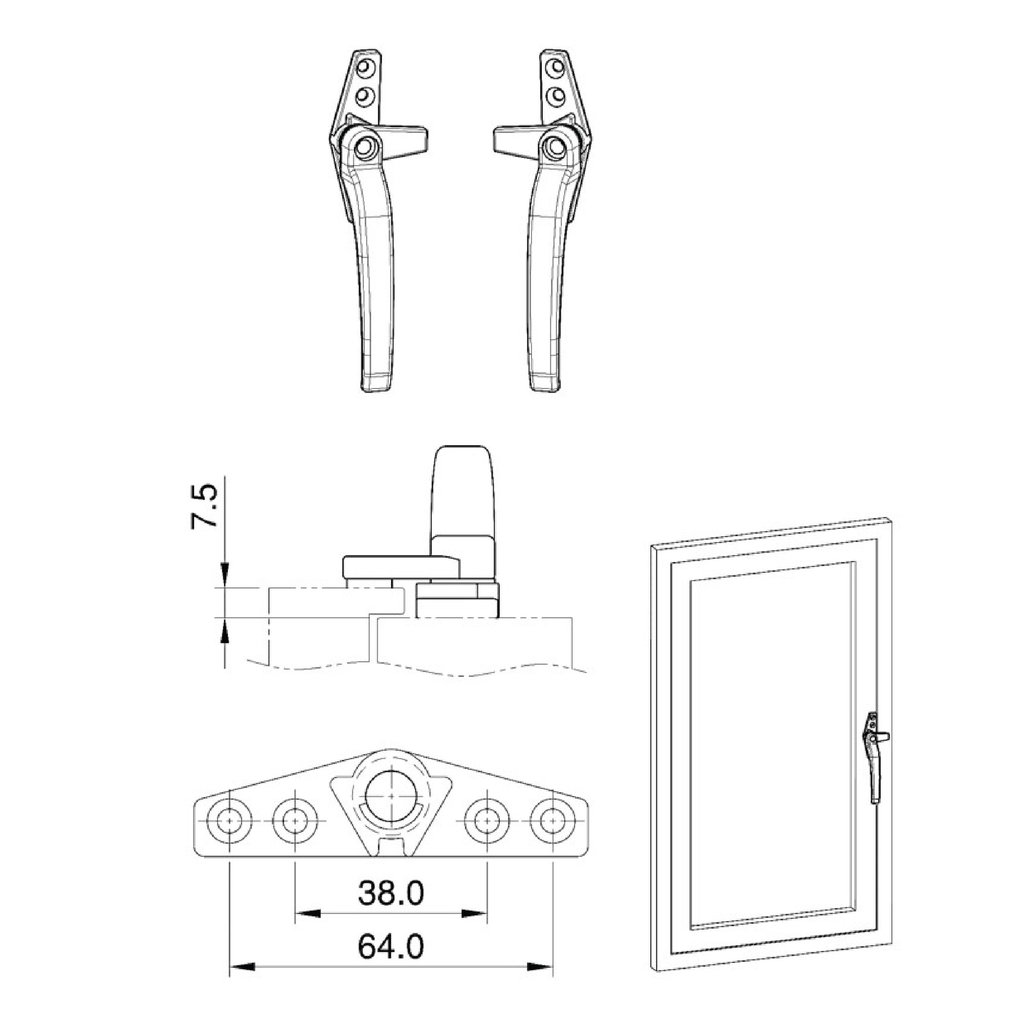 Ebco Window Handle 4 Hole - E-WH2 – M. M. Noorbhoy & Co (Pvt) Ltd