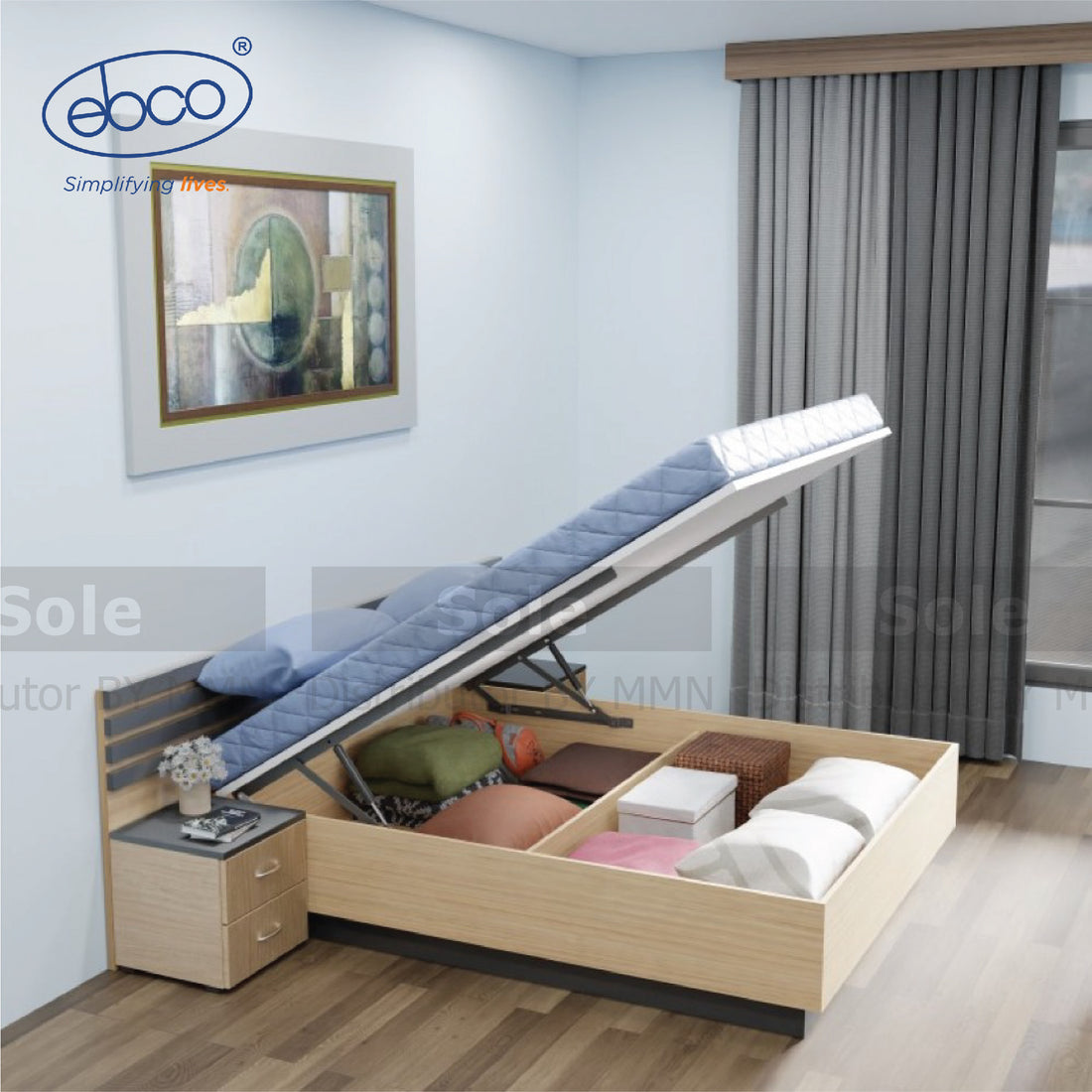 Ebco Anthracite Finish Pro Lift up Bed Systems - Easy Fit Extended Arm ...