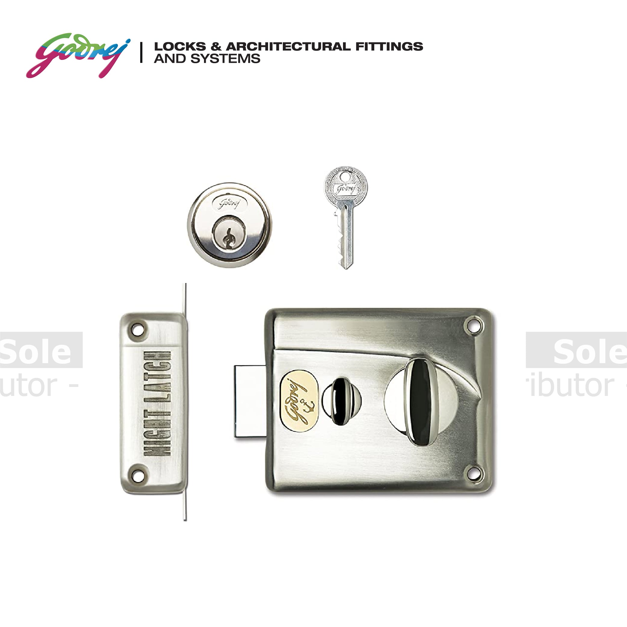 Godrej Night Latch Premium Night Latch Brushed Steel Inside and Outsid ...
