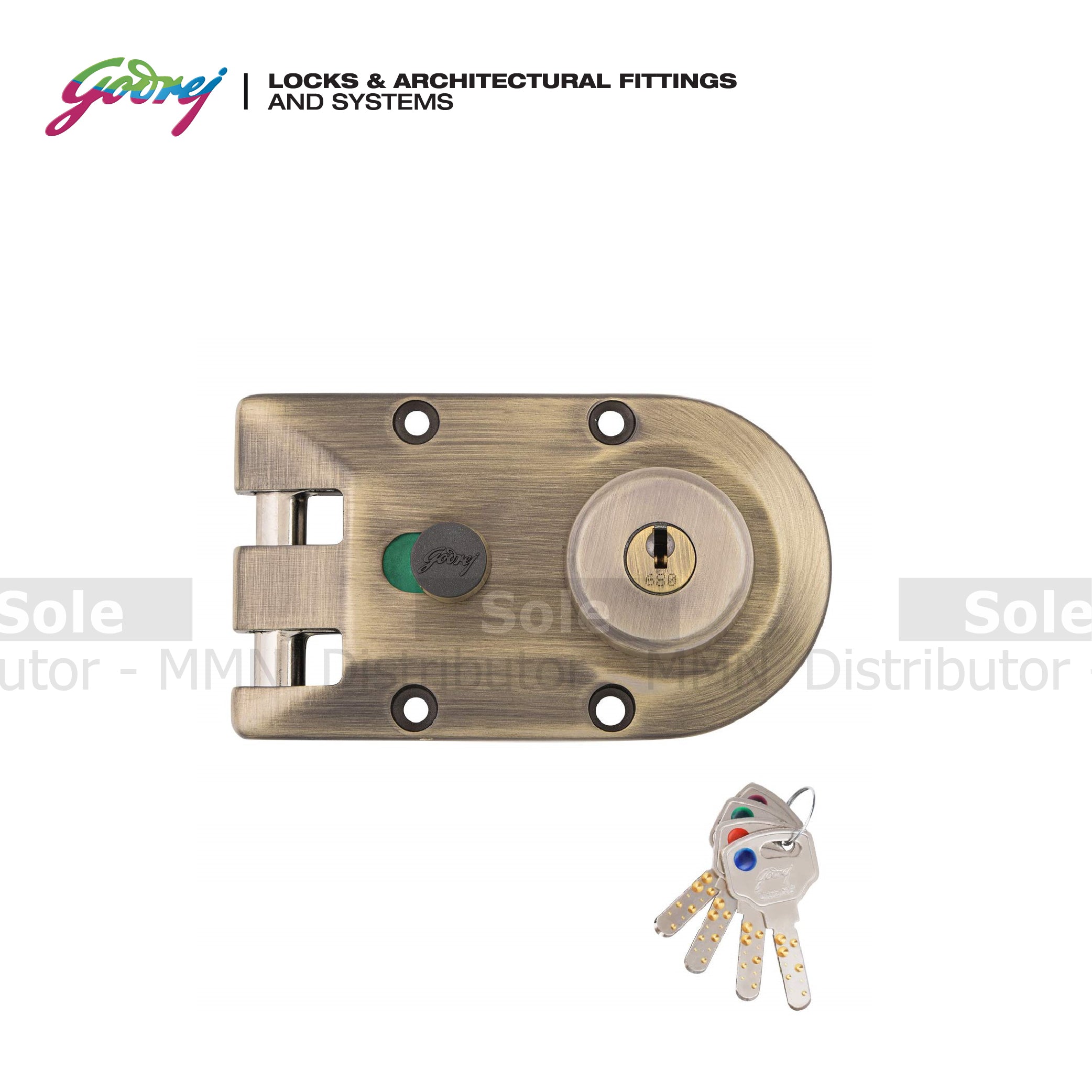 Godrej Locks Double Ball Ultra XL Vertibolt 1CK and 2C, Antique Brass ...