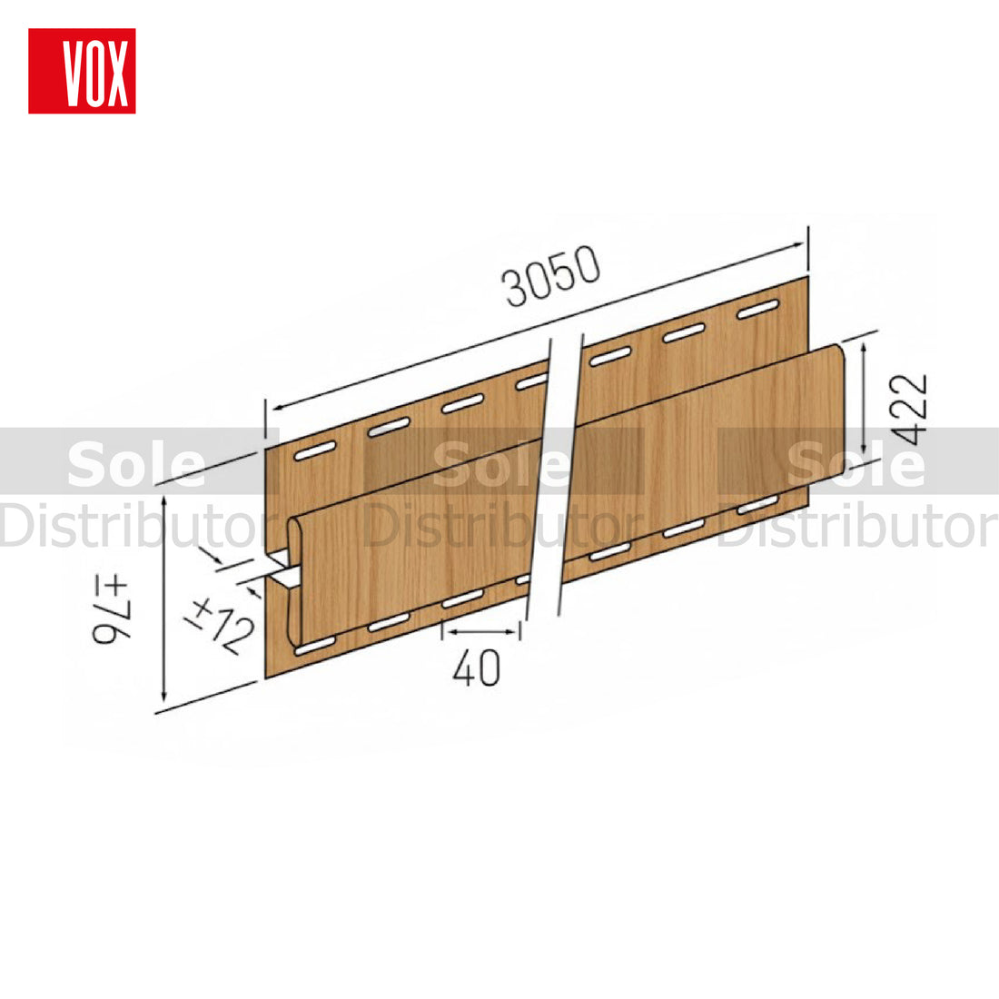 VOX Fluted Panel Center Joint Trim Oak Color 3.05m - VOX/FP/TRM-18/OAK ...