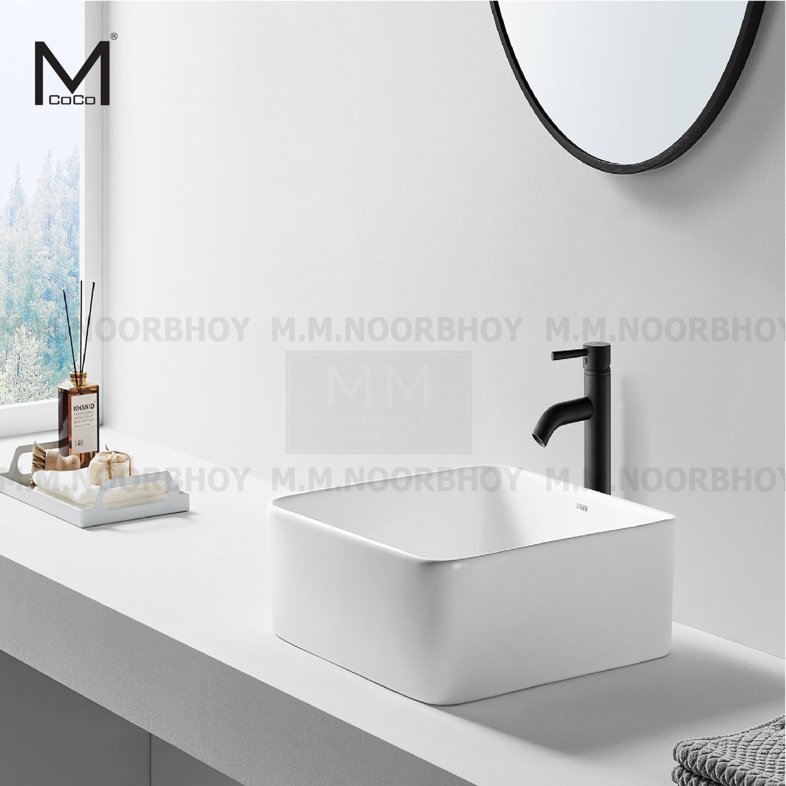 Mcoco Melamine Sink with Drainer Square Design Matt White and Matt Kha ...