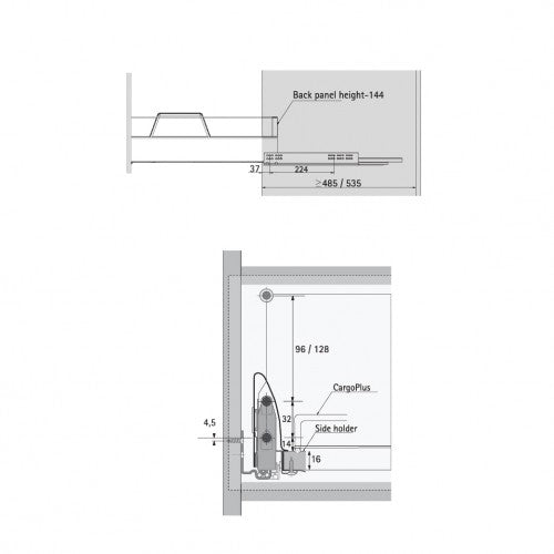 Hettich CargoPlus Thali / Plate Inlet, Width 900mm, Stainless Steel Ch ...