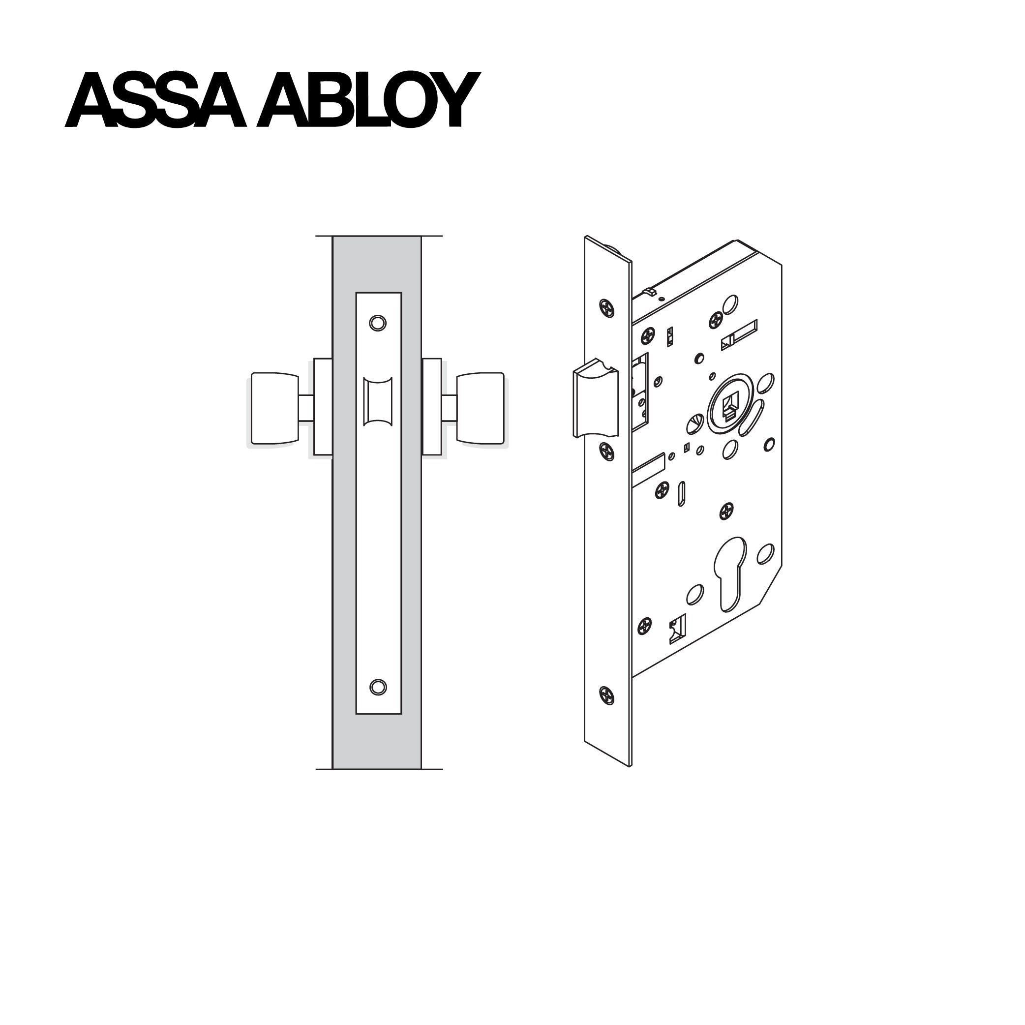 ASSA ABLOY Euro Mortise Latch Passage Lock Body, Backset Size 60mm Wit ...