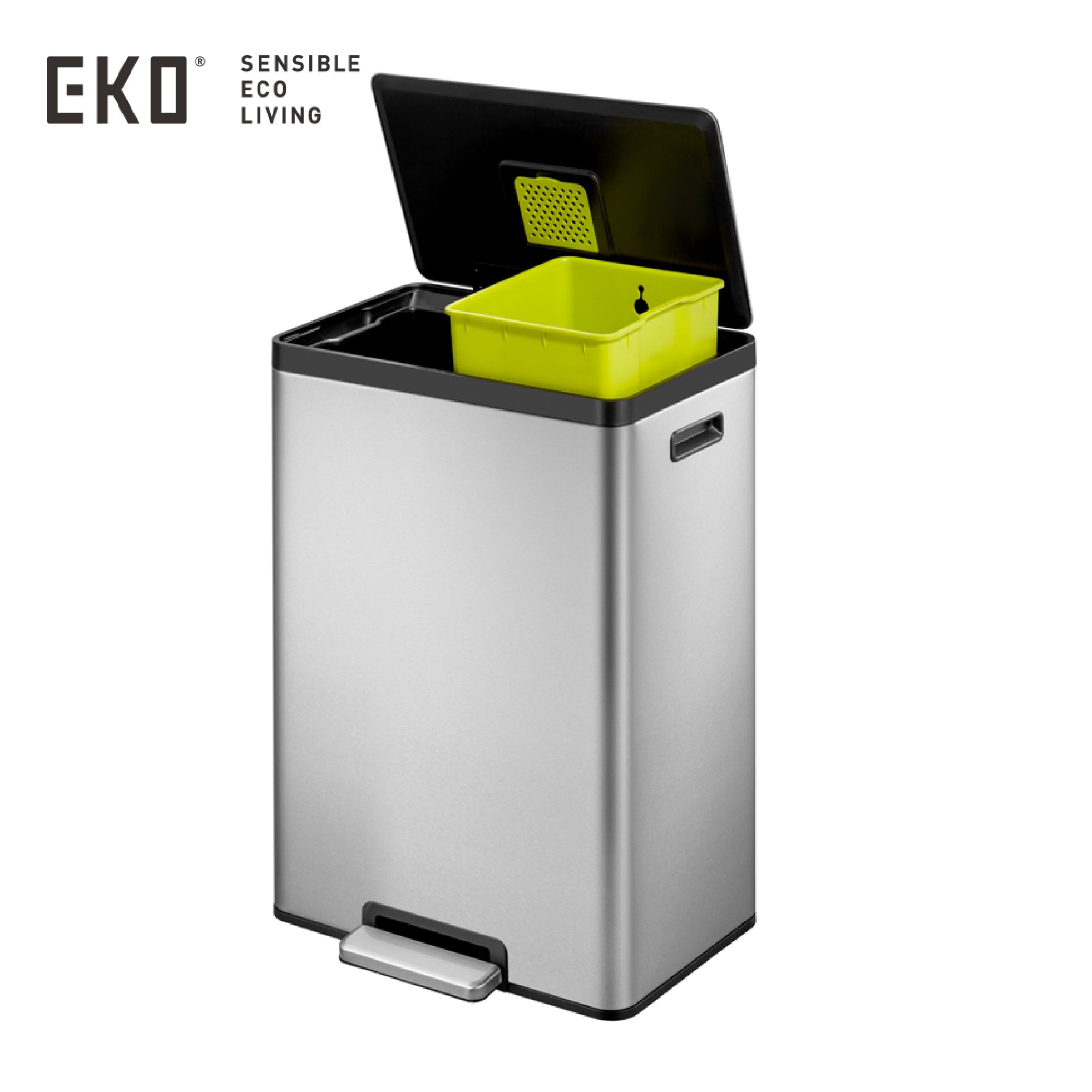 Eko Step Bin Ecocasa Square Capacity 20L+20L & 30L Stainless Steel - E ...