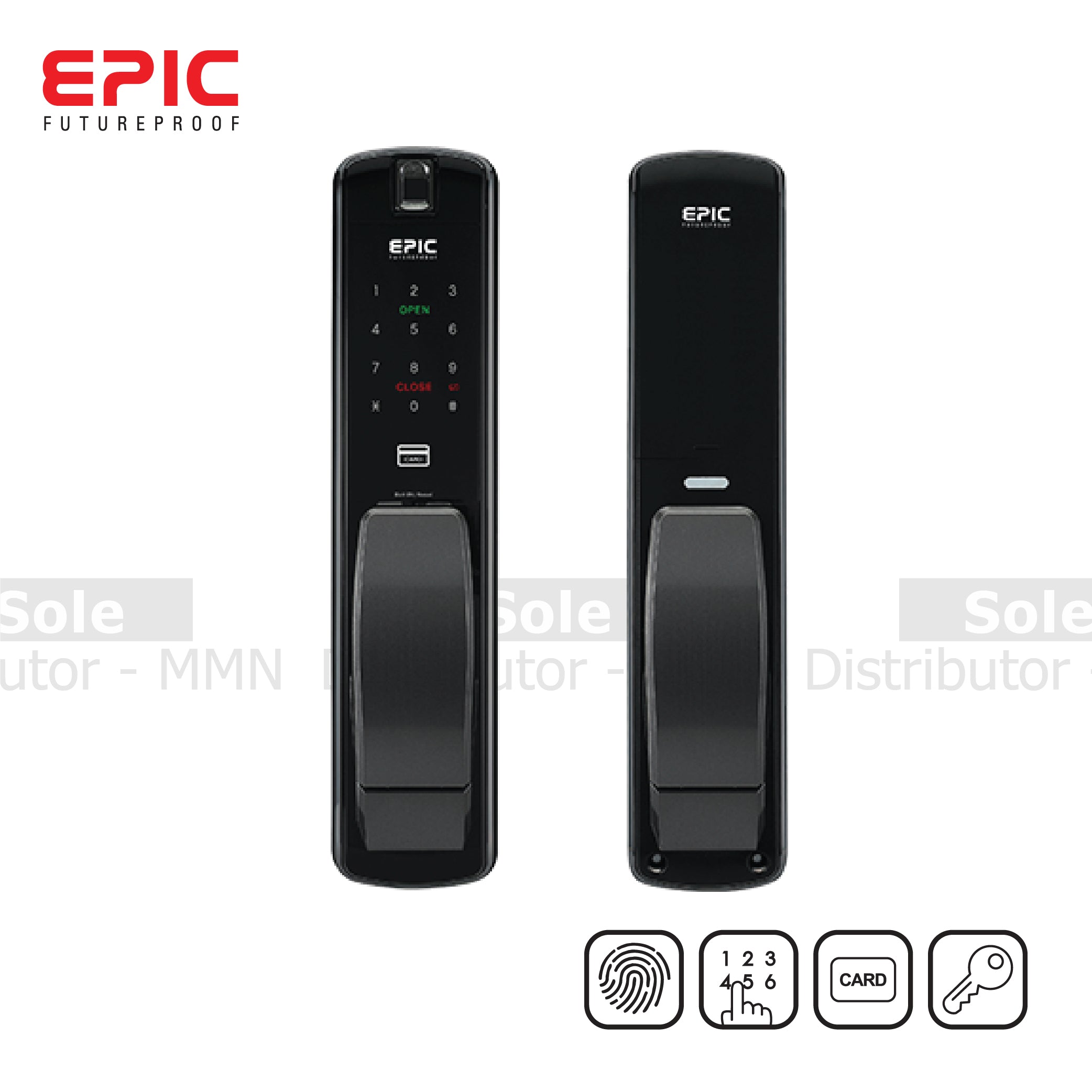 Epic Push & Pull Digital Door Lock Open With 4 Way Option Black Colour ...
