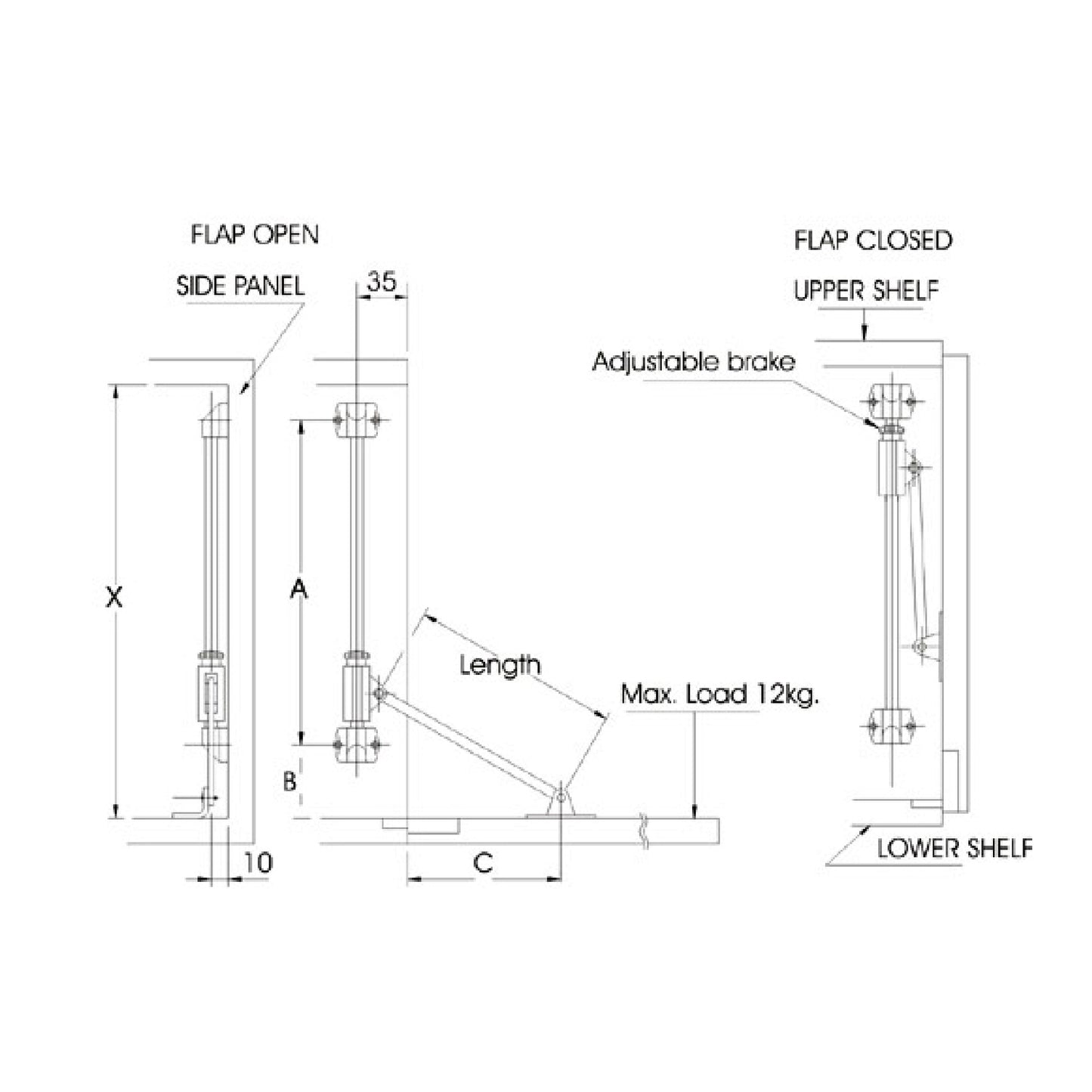 Ebco Flap Stay Model Length 230mm Plated Brown Finish - FPS2 – M. M ...