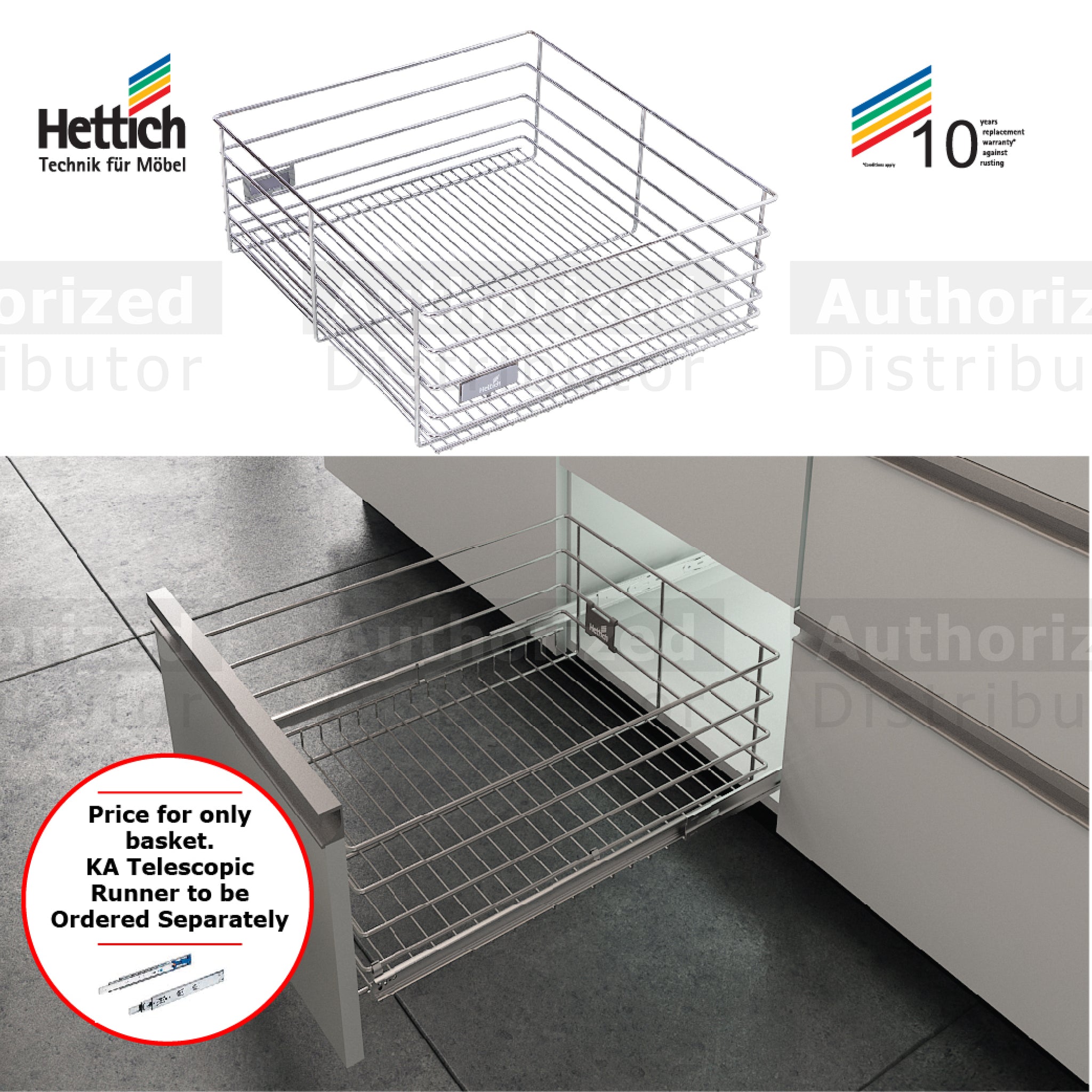 Hettich Cargotech M Plain Wire Basket, Size 386mm, 536mm & 836mm, Stai ...