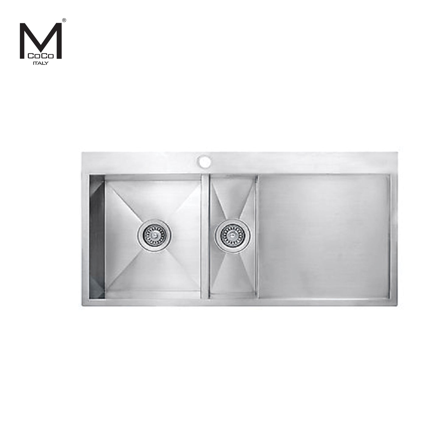 Mcoco Kitchen Sink Bowl Topmount 1 & 1/2 With Drain Board 1.2mm Thickn ...