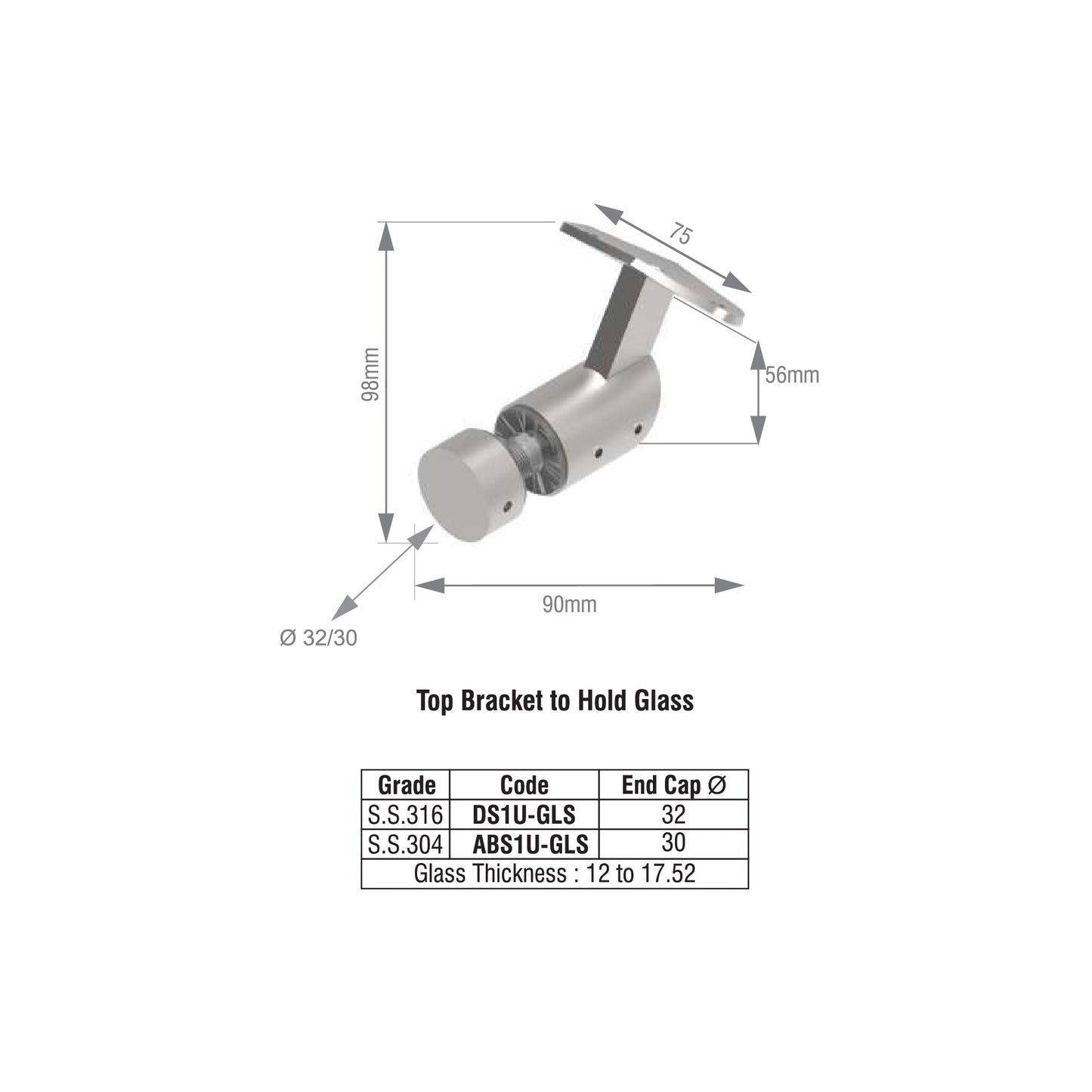 Kich Handrail Side Mounted Spacer System With Glass Stainless Steel 31 ...