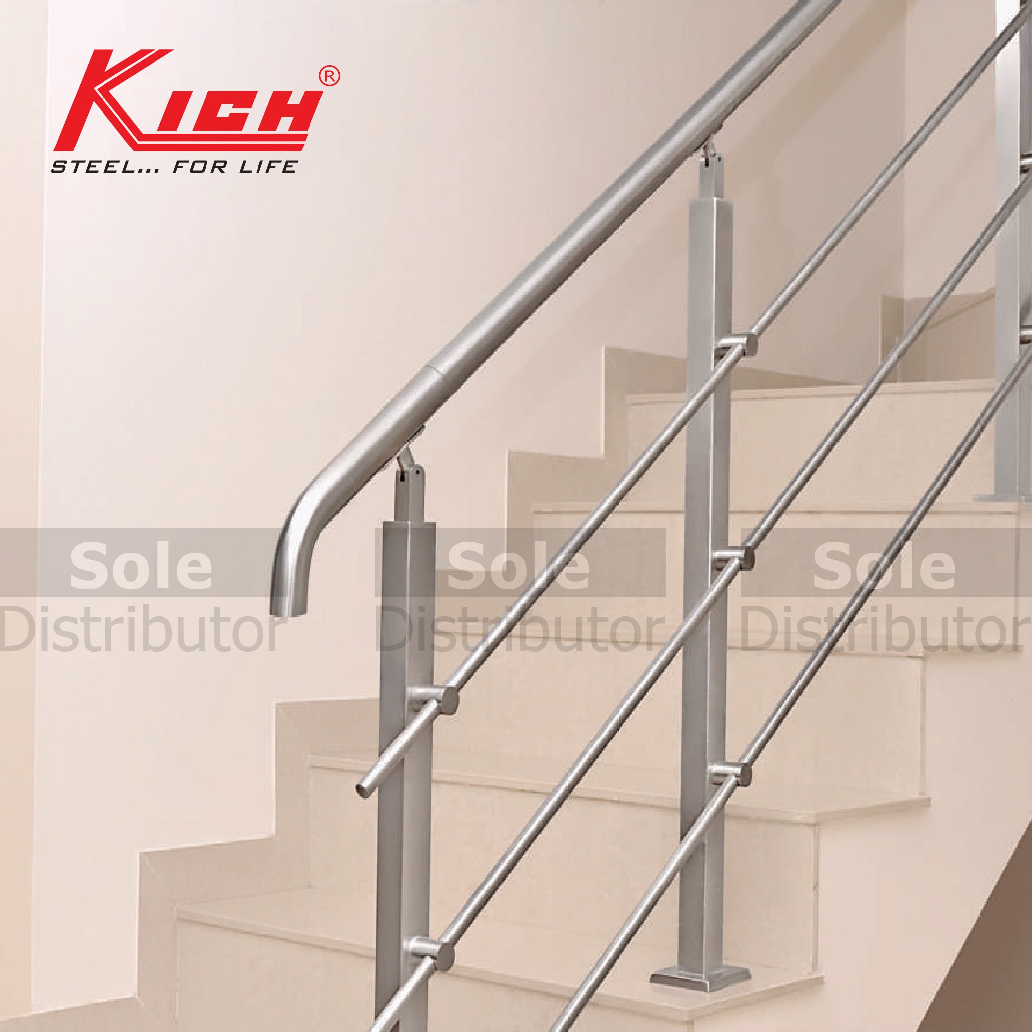 Kich Handrail Top Mounted Square Baluster System With Horizontal Membe ...