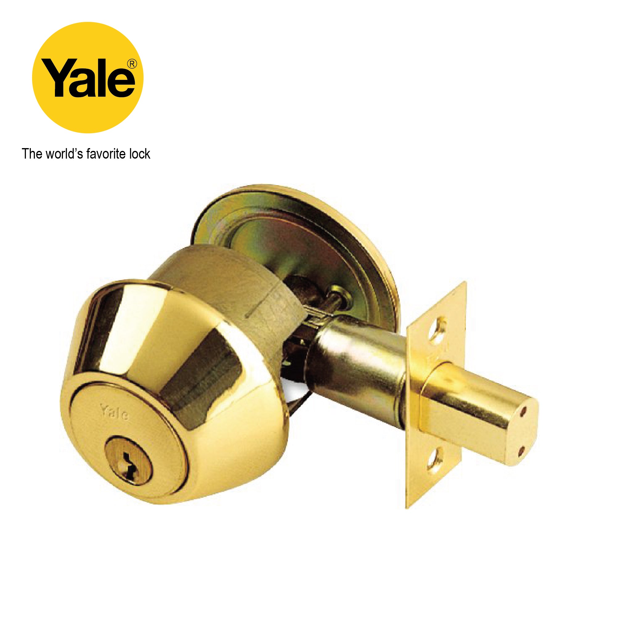 Yale Dead Bolt Lock Unlatch (2 Side key) Polished Brass & Satin Stainl ...